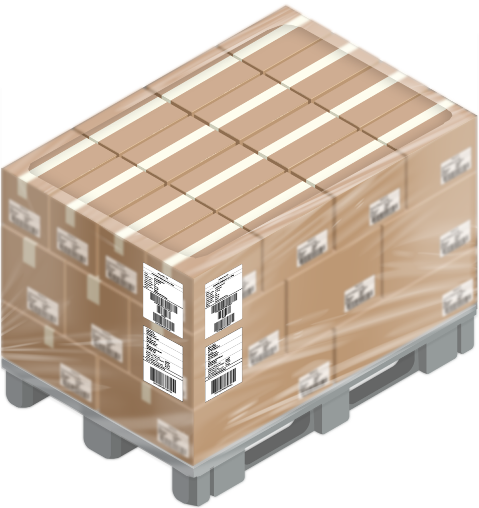 149 Produktinformasjon på pall med eksempel på pall etikett – Stand